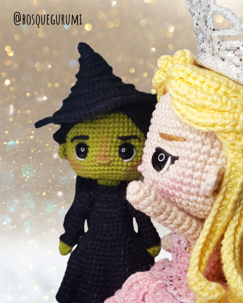 Elphaba & Glinda amigurumi patterns (Wicked) Bosquegurumi